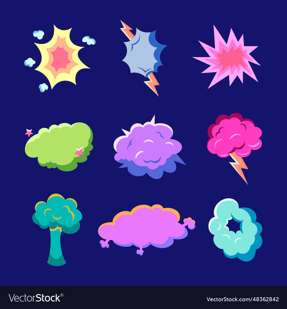 Explosion air cloud comic speech bubble Royalty Free Vector