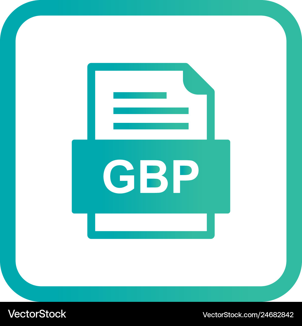 Gbp file document icon Royalty Free Vector Image