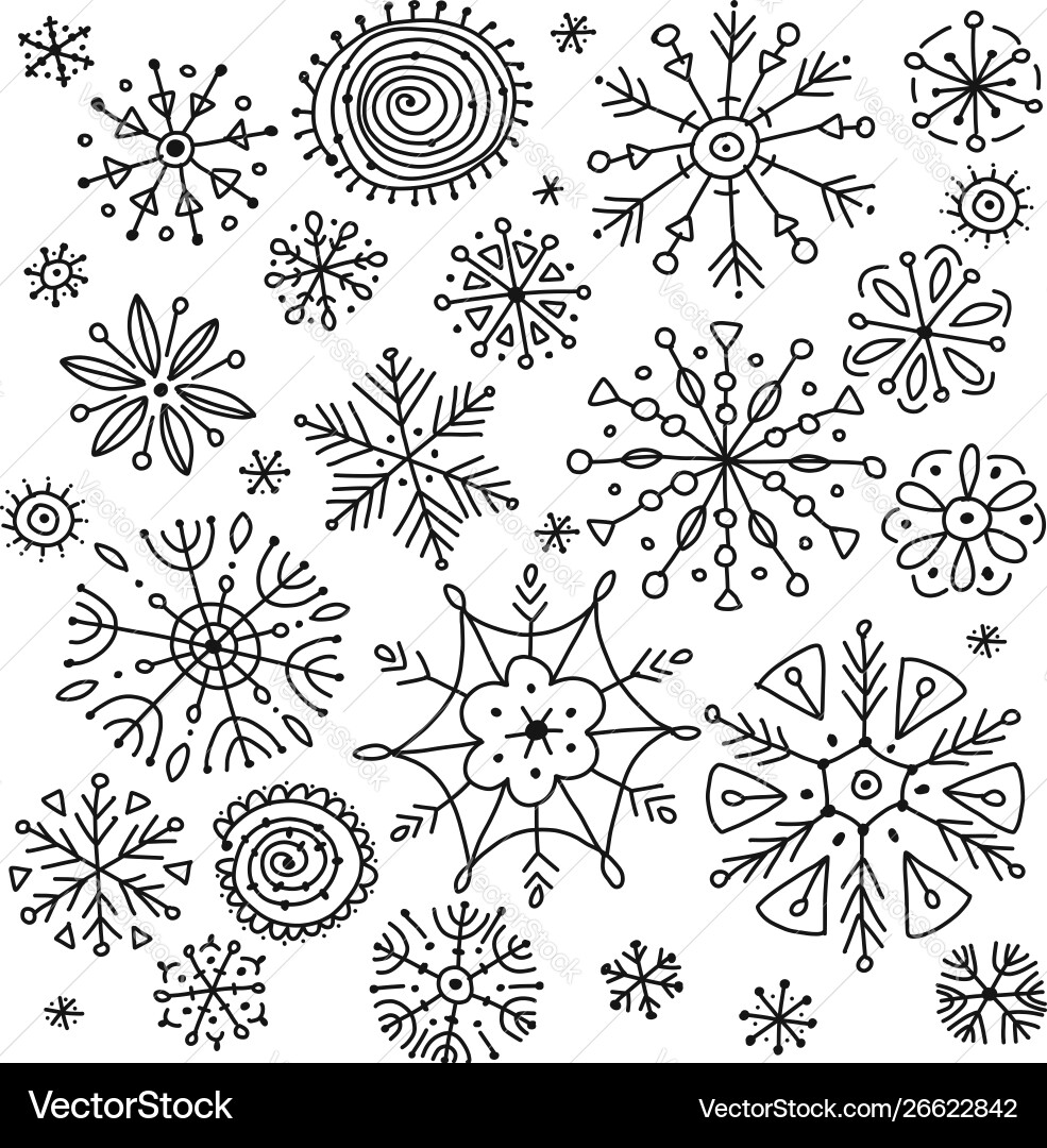 Hand drawn snowflakes collection for your design Vector Image