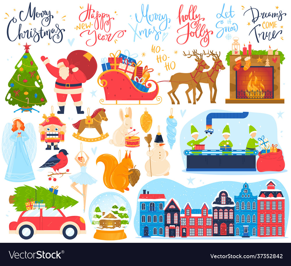 Holiday toys merry christmas santa character Vector Image