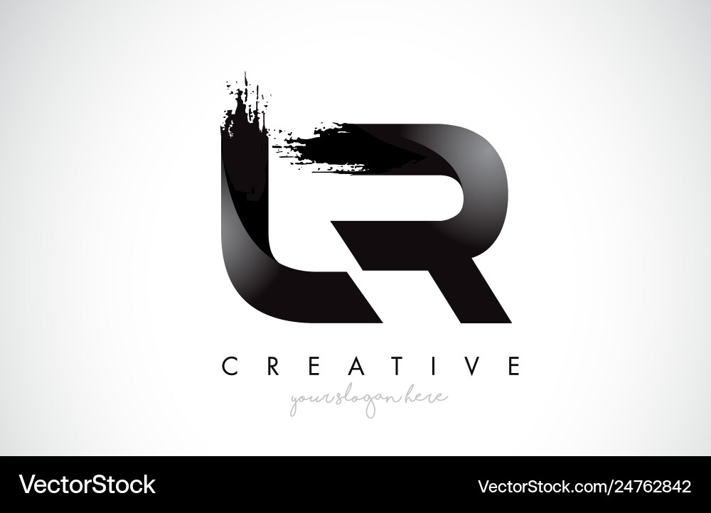 Lr letter design with brush stroke and modern 3d Vector Image