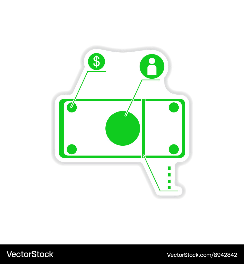 Paper sticker on white background money chart Vector Image