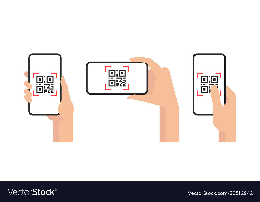 Qr code mobile phone scan on screen Royalty Free Vector