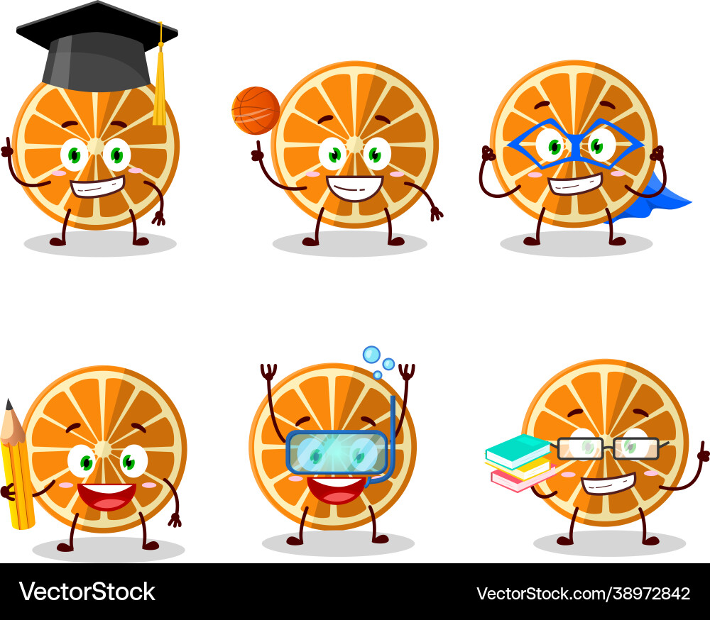 School student new orange cartoon character Vector Image