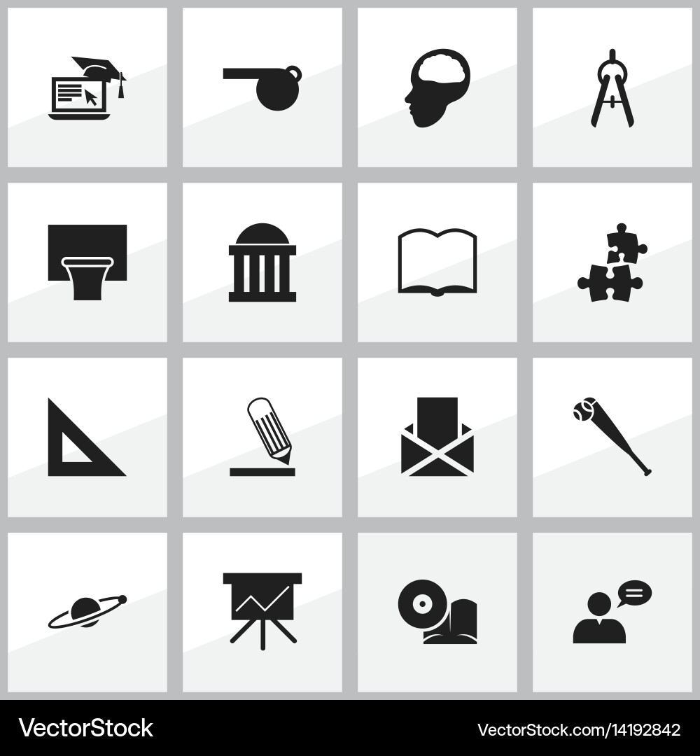 Set of 16 editable university icons includes Vector Image