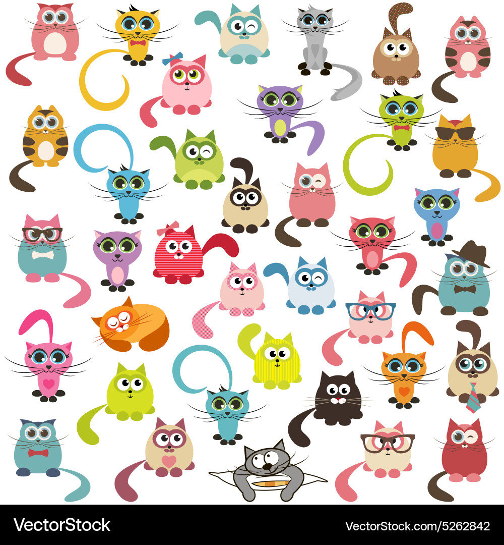 Set of cats and kittens Royalty Free Vector Image