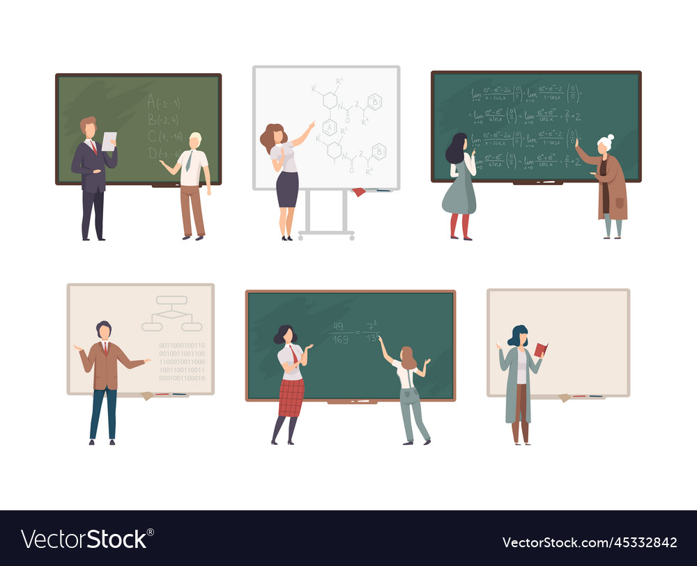 Set of teachers and professors standing in front Vector Image Set of teachers and professors standing in front Vector Image