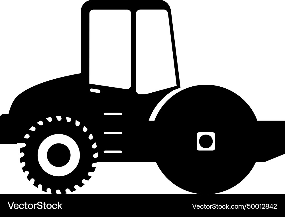 Silhouette of road roller compactor icon Vector Image