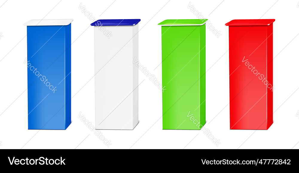 White blank tall exhibition plinth table color Vector Image