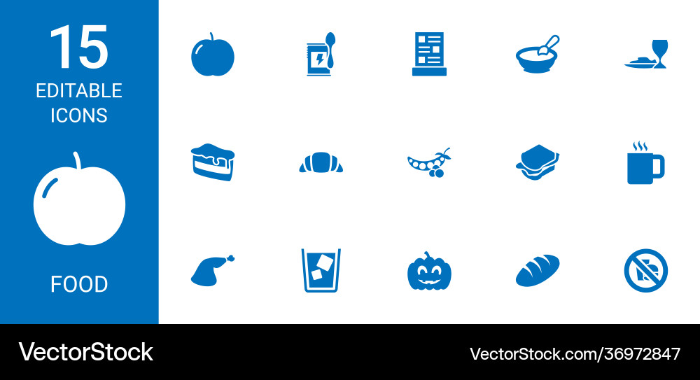 15 food icons Royalty Free Vector Image - VectorStock