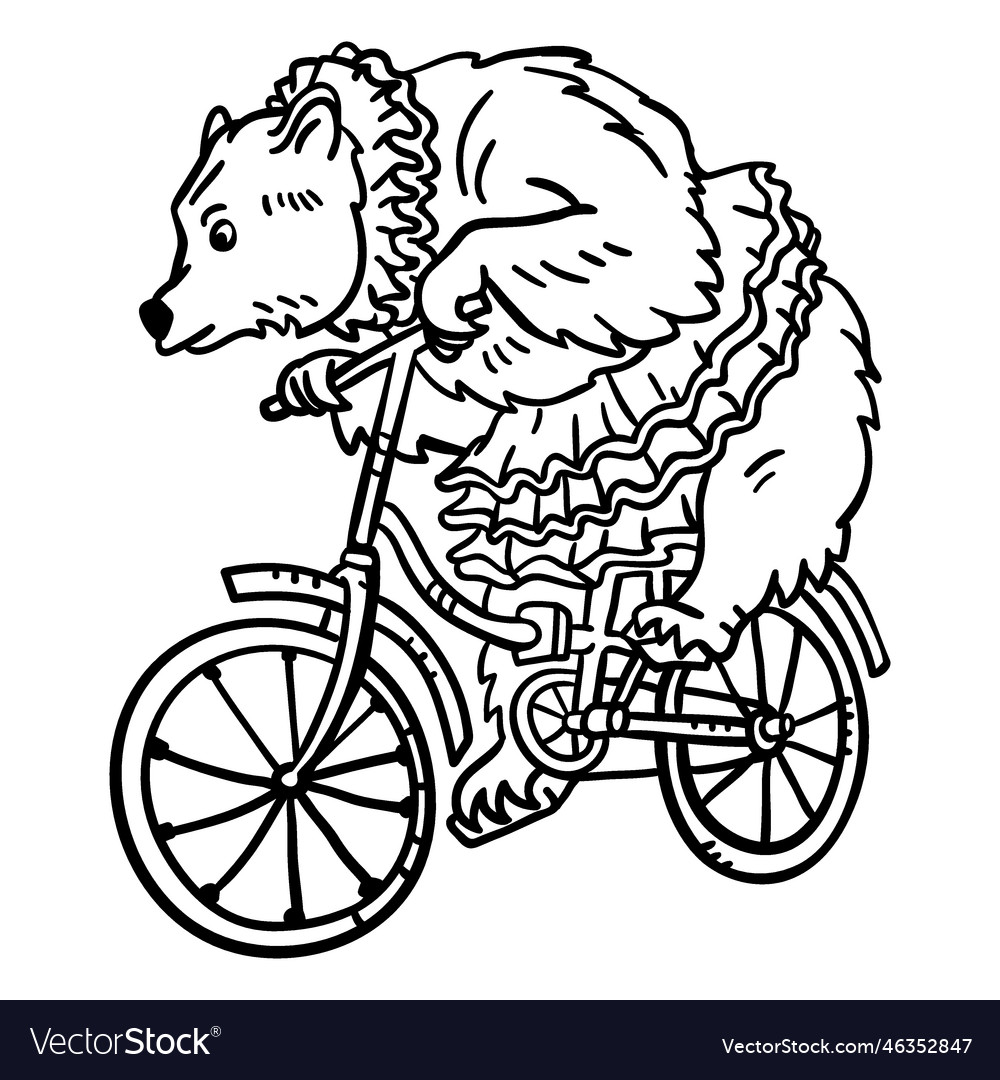 Bear circus cycling stroke Royalty Free Vector Image