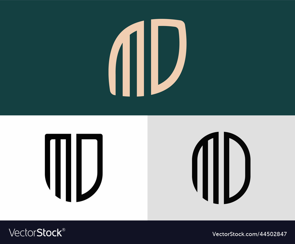 Creative initial letters md logo designs bundle Vector Image