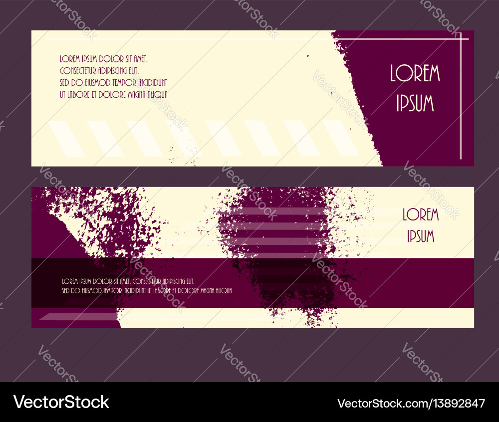 Flyer grunge style texture purple yellow set Vector Image