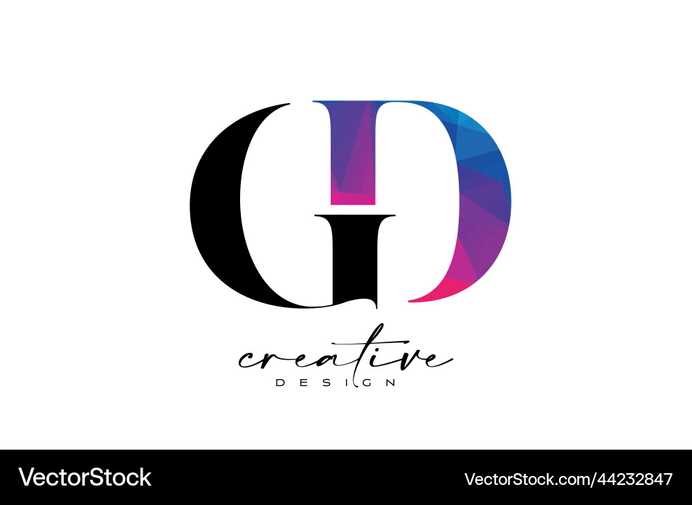 Gd letter design with creative cut and colorful Vector Image