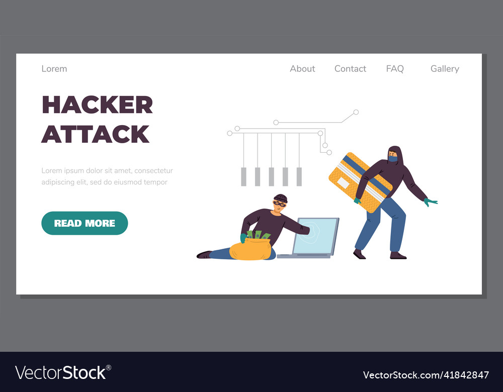Hacker attack website with hackers Royalty Free Vector Image
