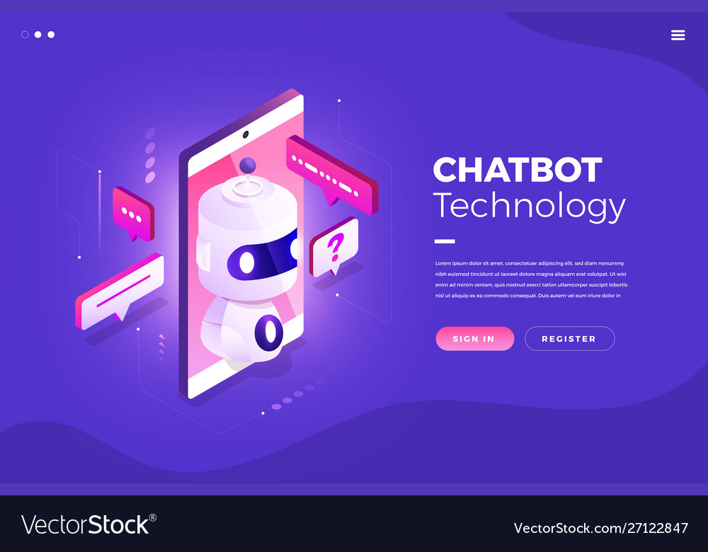 Isometric chatbot technology Royalty Free Vector Image
