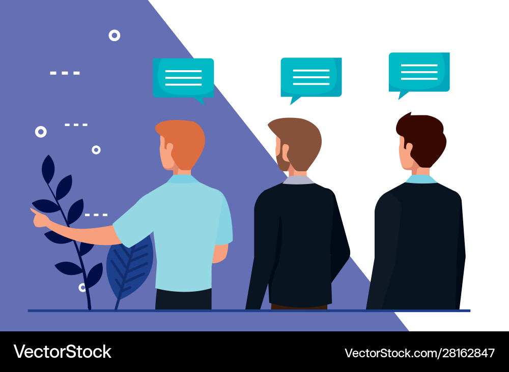Meeting back businessmen talking avatar Royalty Free Vector