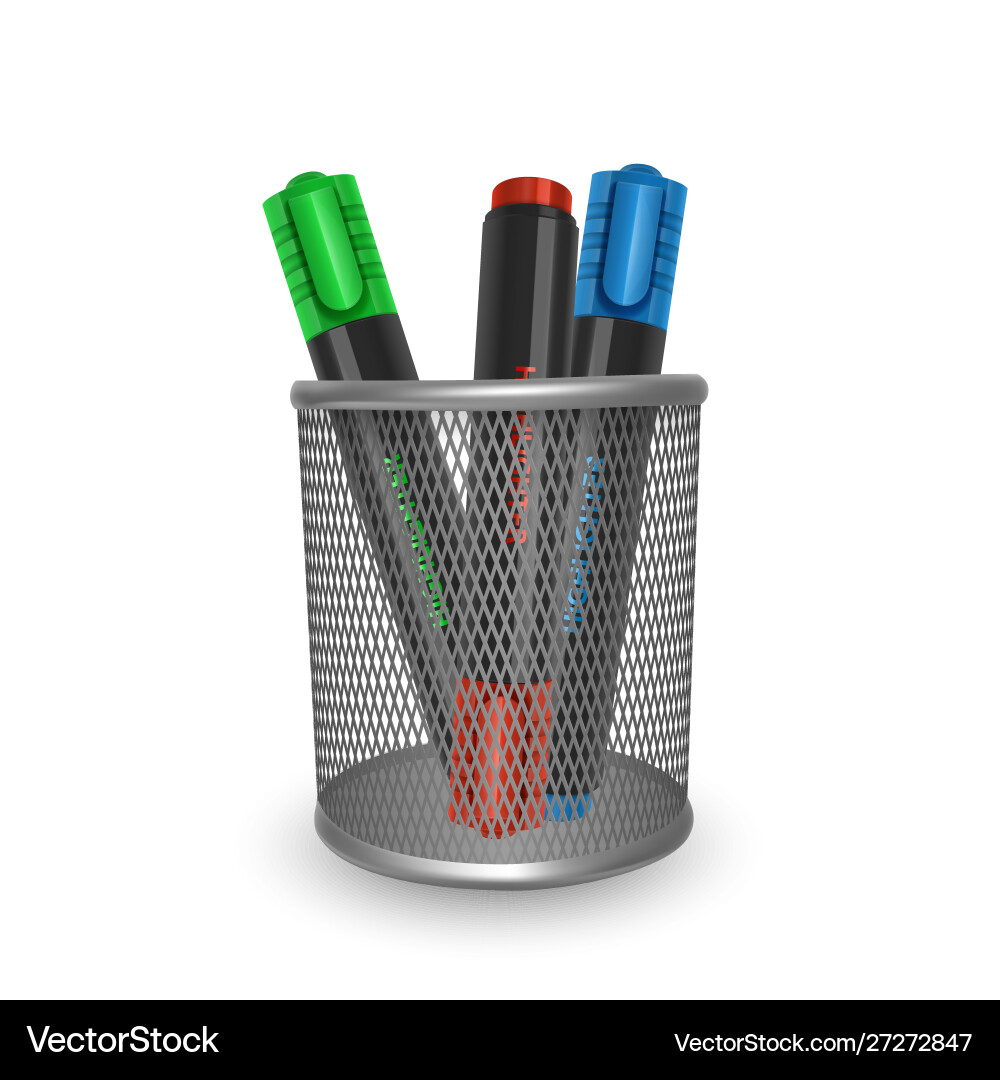 Realistic colorful highlighters office Royalty Free Vector