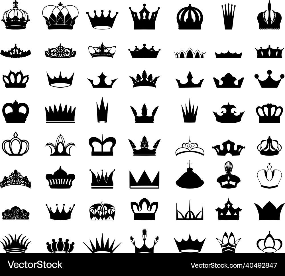 Set of black crowns Royalty Free Vector Image - VectorStock