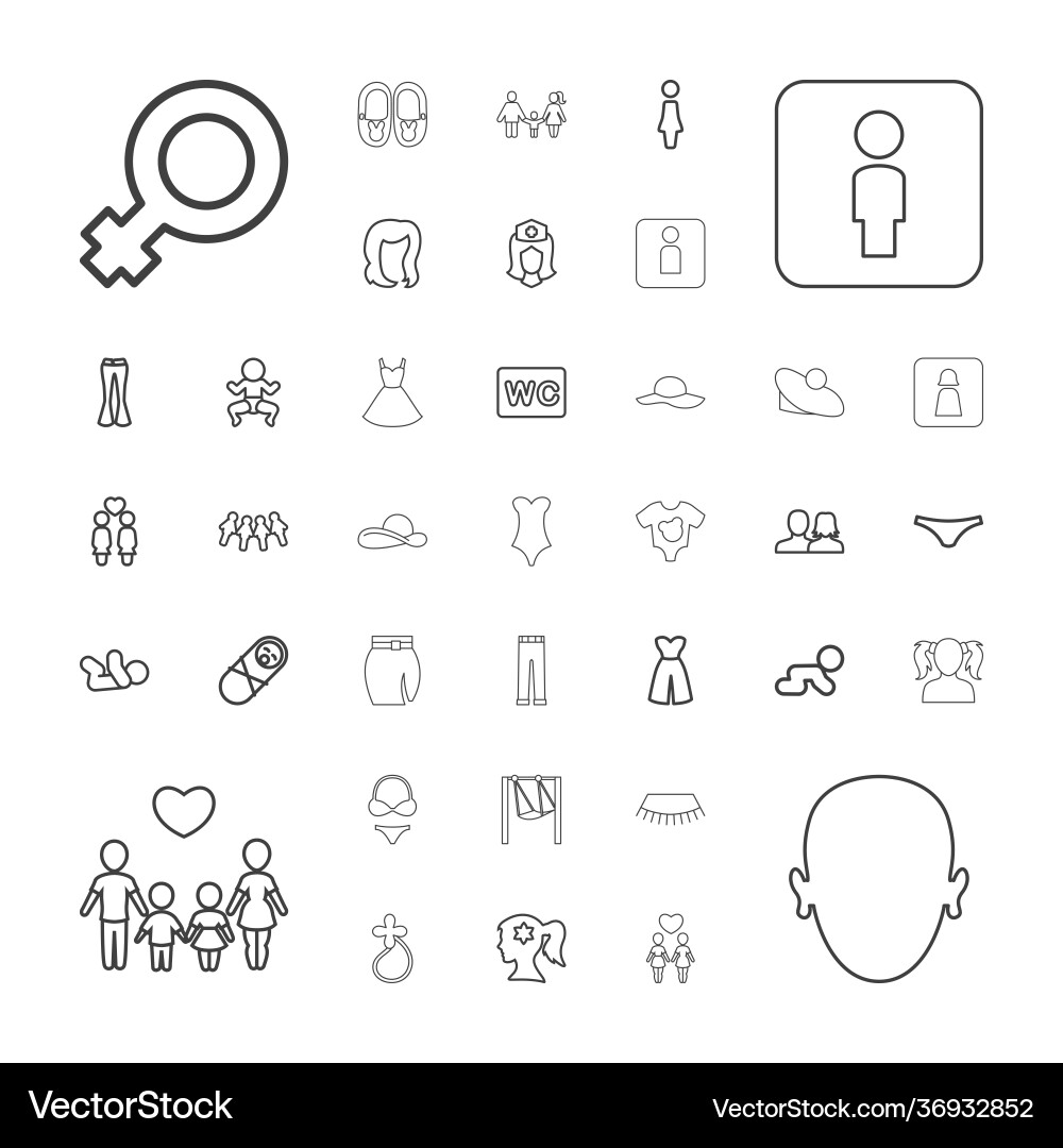 37 girl icons Royalty Free Vector Image - VectorStock
