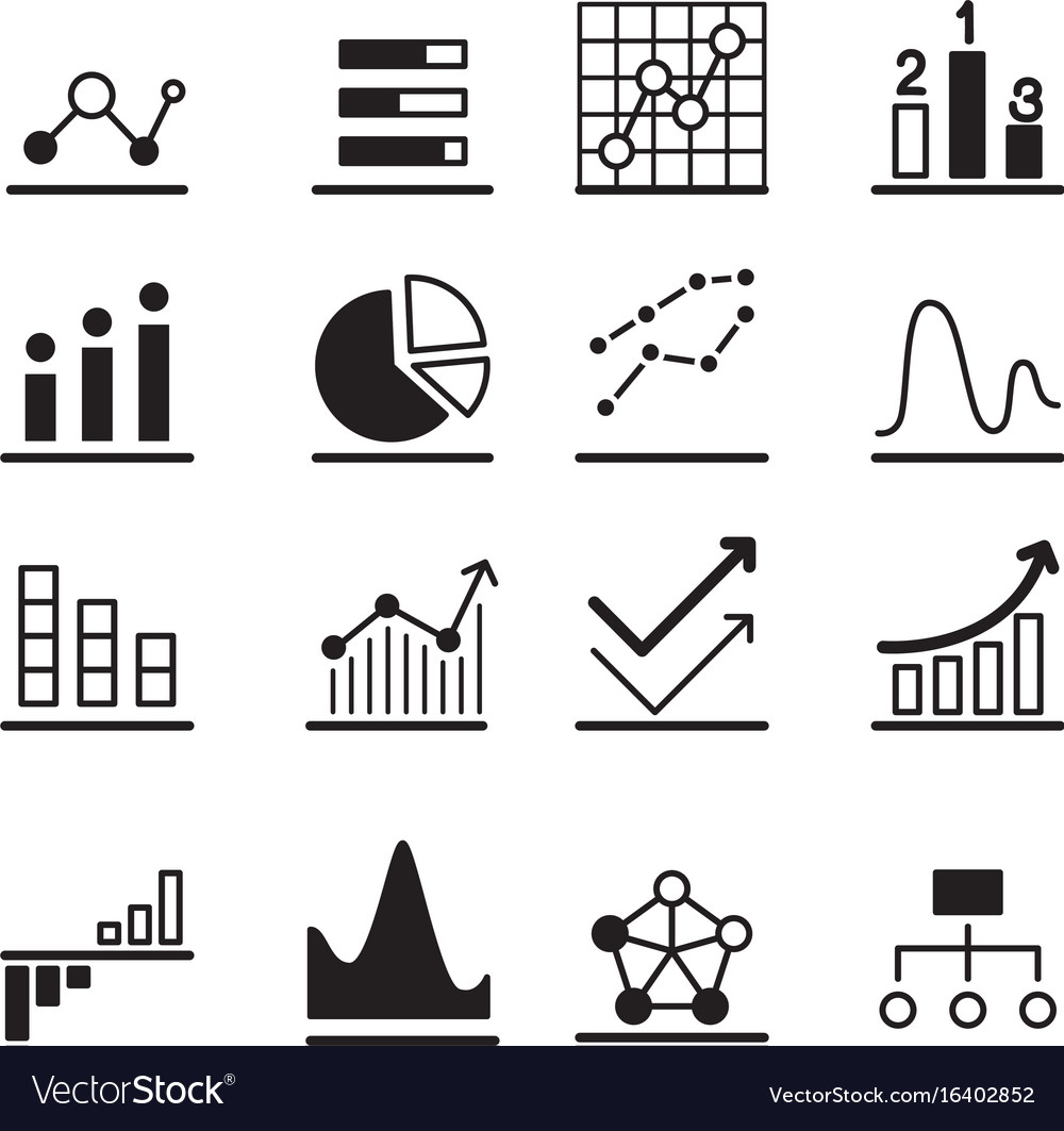 Analytic graph icon set Royalty Free Vector Image