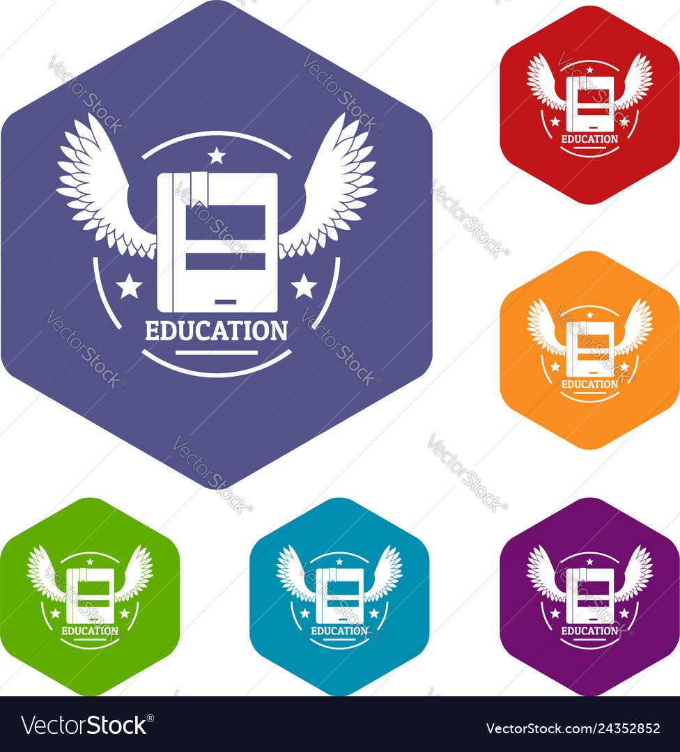 Best education icons hexahedron Royalty Free Vector Image