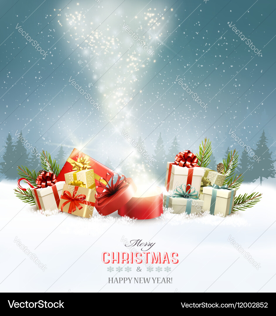 Christmas holiday background with presents Vector Image