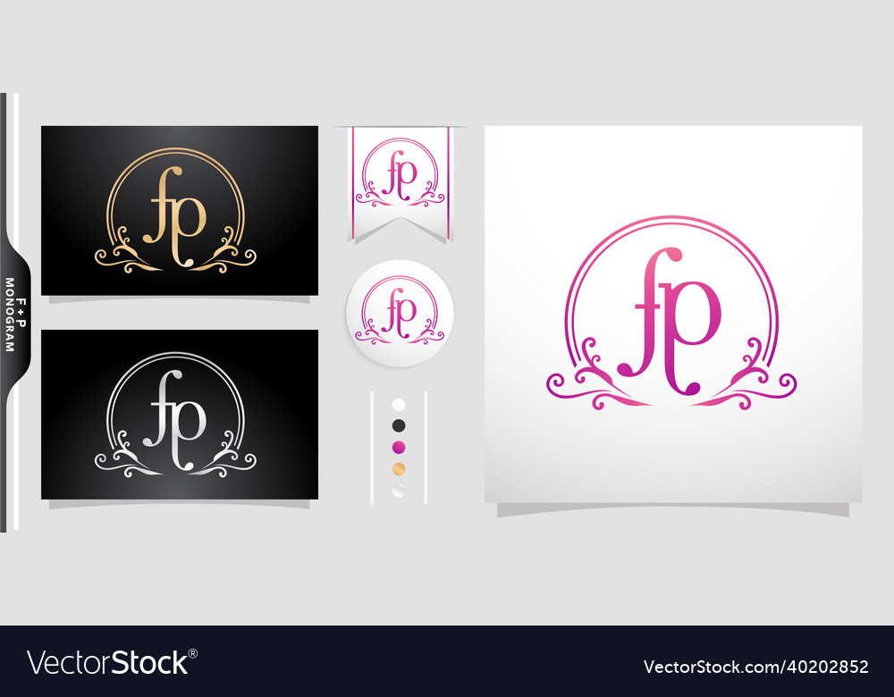 Fp monogram circle frame Royalty Free Vector Image