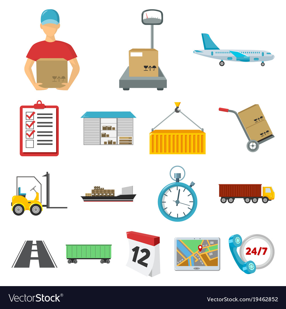 Logistics service cartoon icons in set collection Vector Image