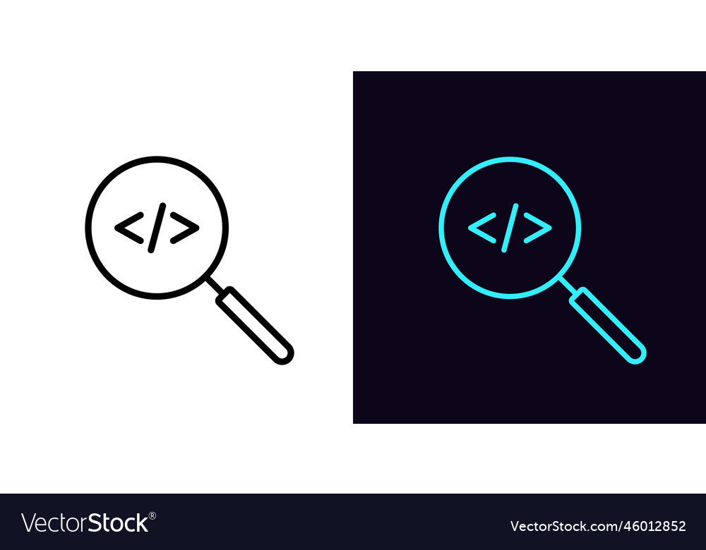 Outline magnifier icon with editable stroke Vector Image