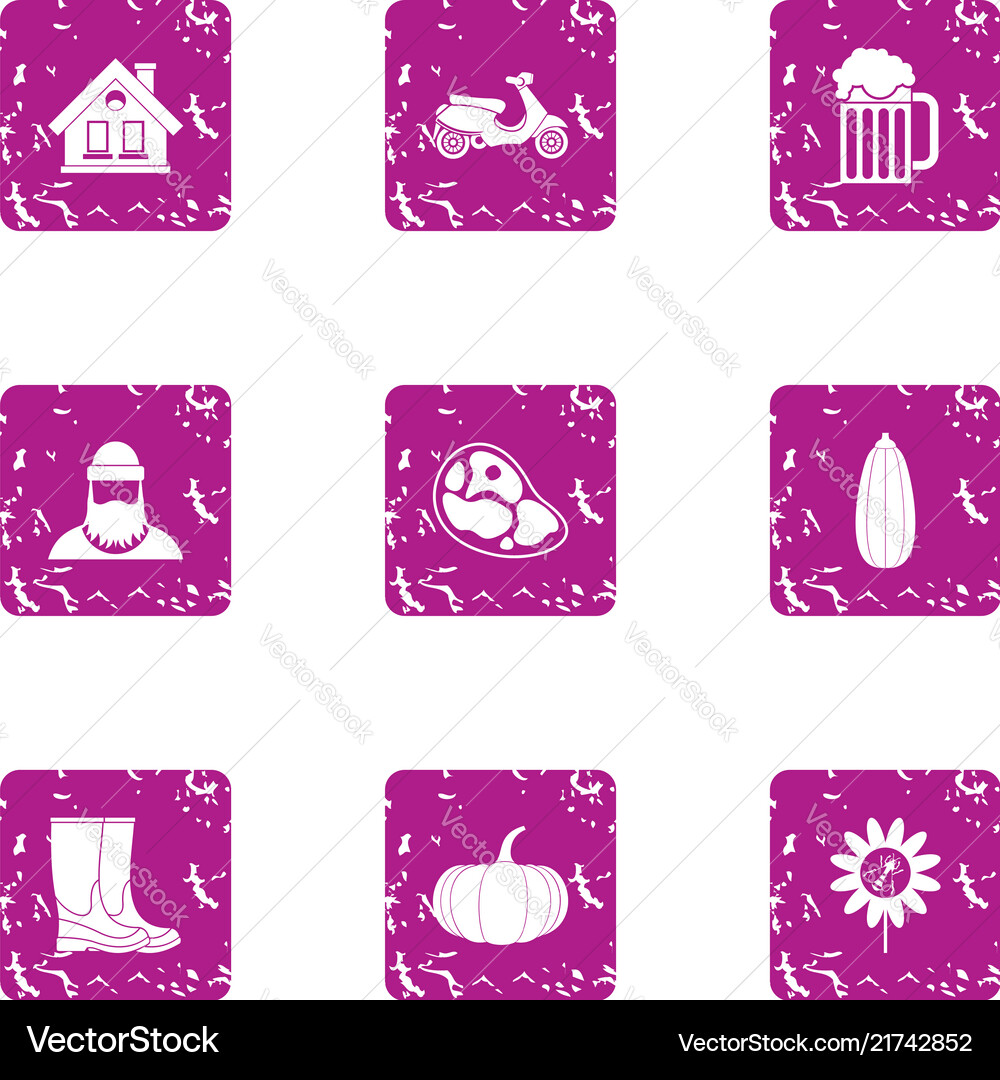 Redneck icons set grunge style Royalty Free Vector Image