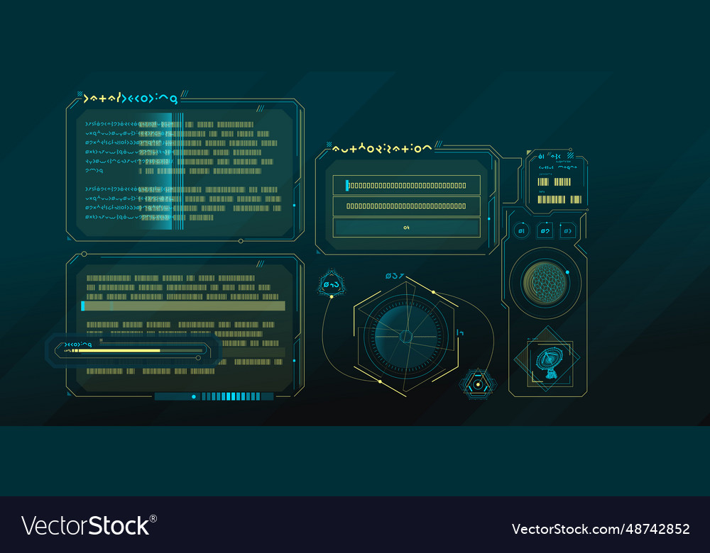 Sci-fi hud interface for data research Royalty Free Vector