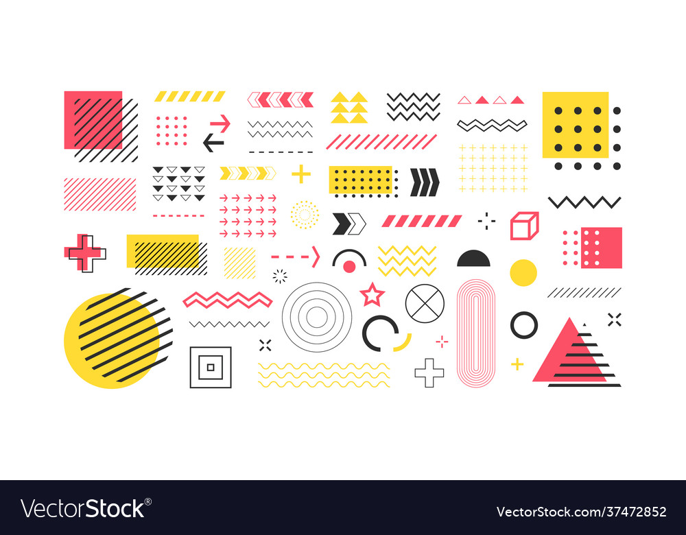 Set of geometric shapes abstract design elements Vector Image