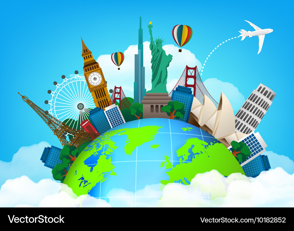 The concept travel famous monuments wor Royalty Free Vector