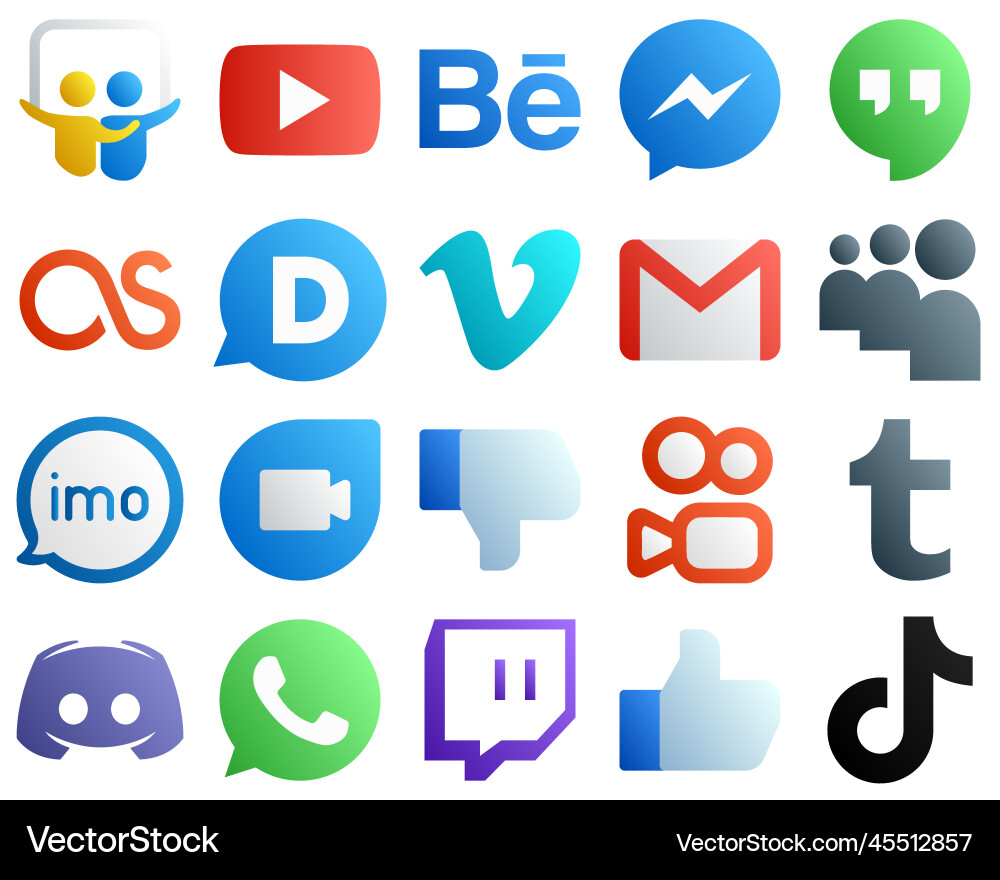 20 gradient icons for top social media platforms Vector Image