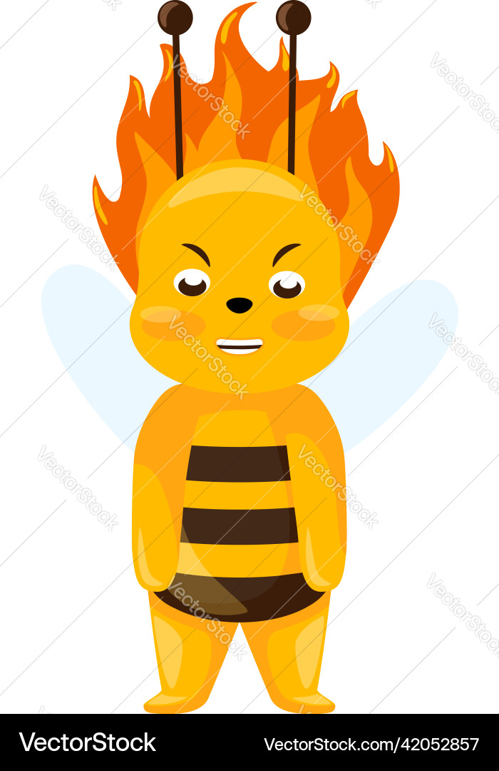 Angry bee isolated on white background cartoon Vector Image