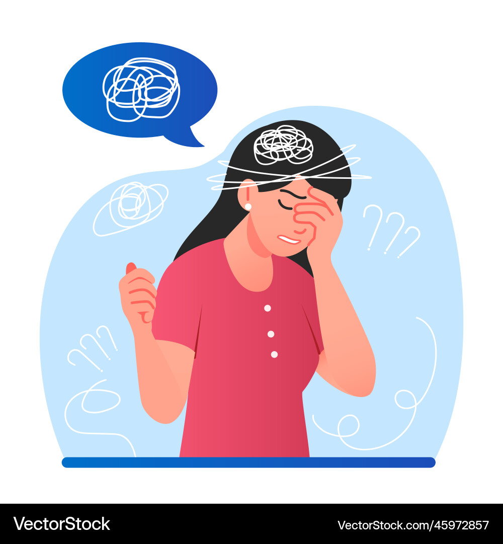 Anxiety woman concept Royalty Free Vector Image