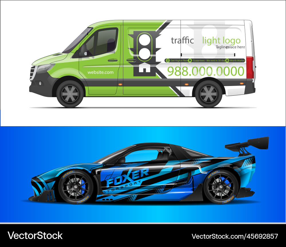 Car wrap decal design custom livery race Vector Image