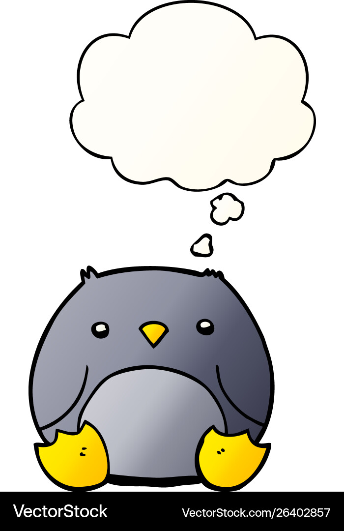 Cartoon penguin and thought bubble in smooth Vector Image
