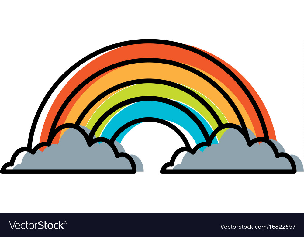 Clouds and rainbow forecast climate icon Vector Image