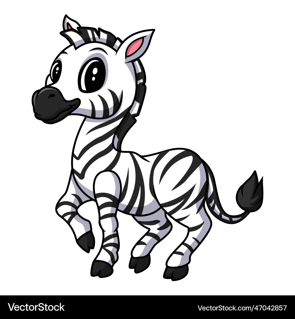 Cute cartoon funny zebra stand Royalty Free Vector Image