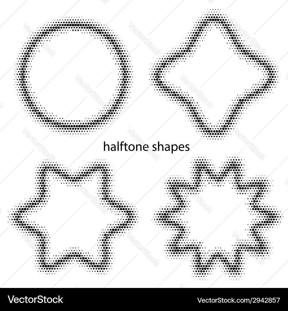 Halftone dots shapes Royalty Free Vector Image