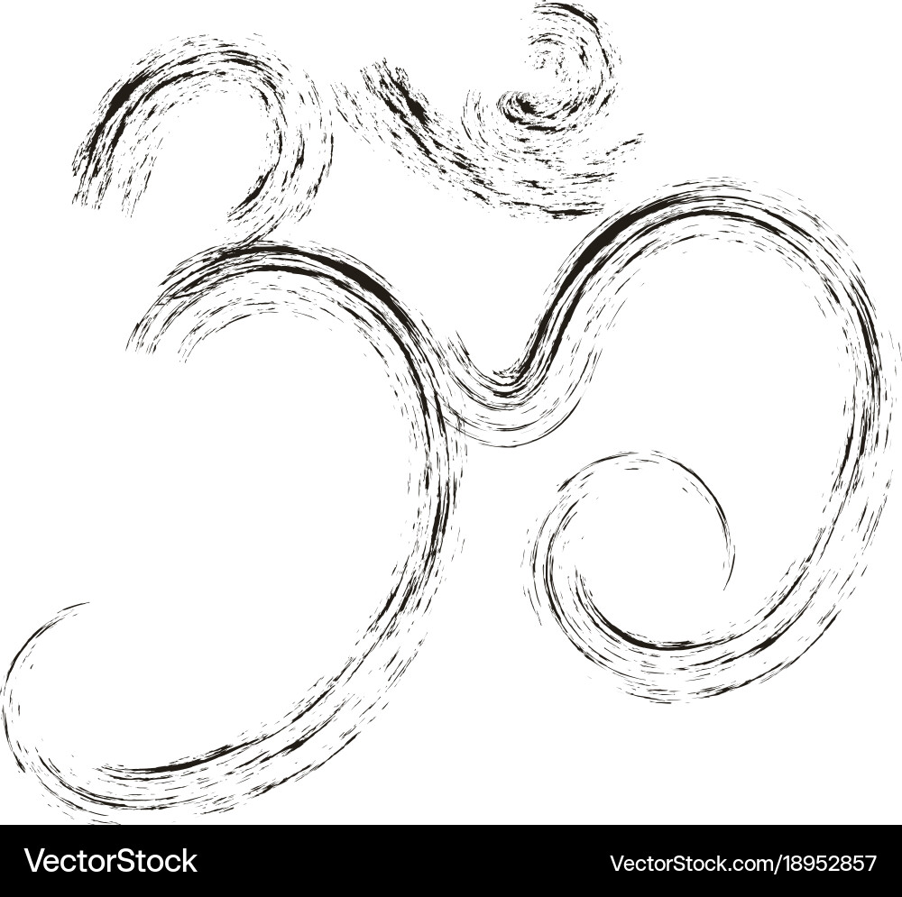 Hand-drawn om symbol grunge texture art Royalty Free Vector