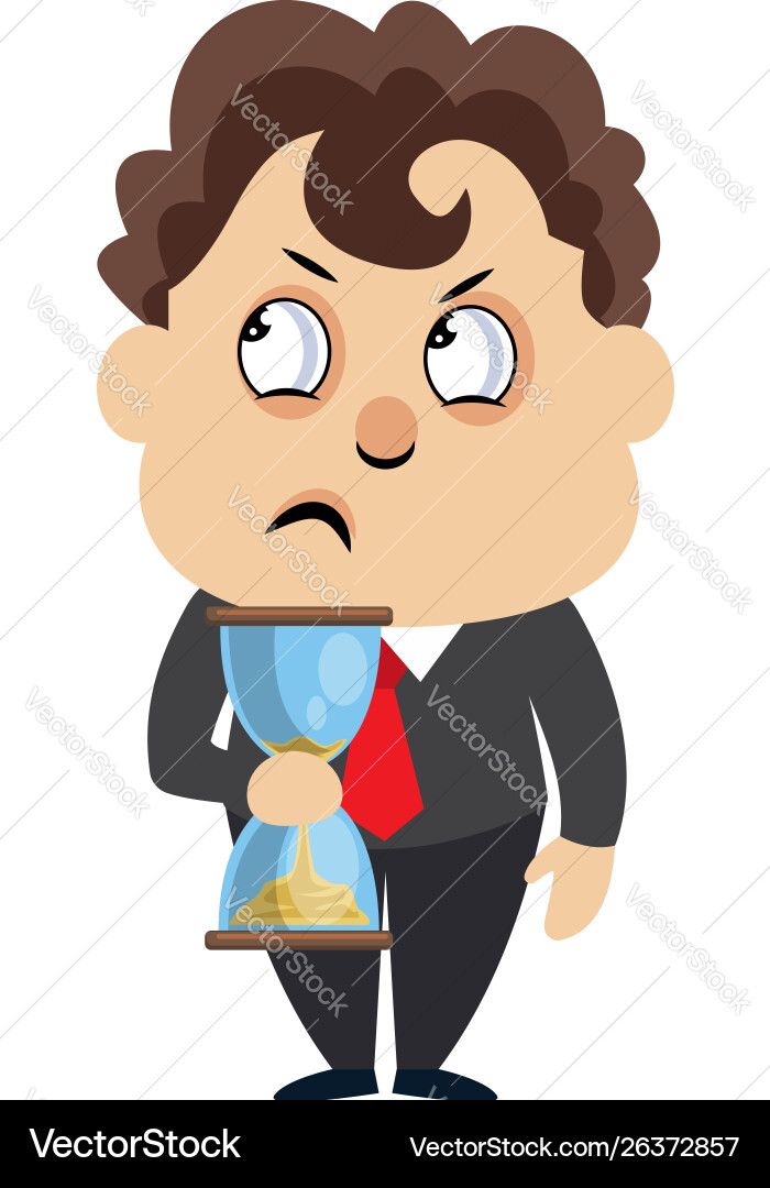 Man with sand watch on white background Royalty Free Vector