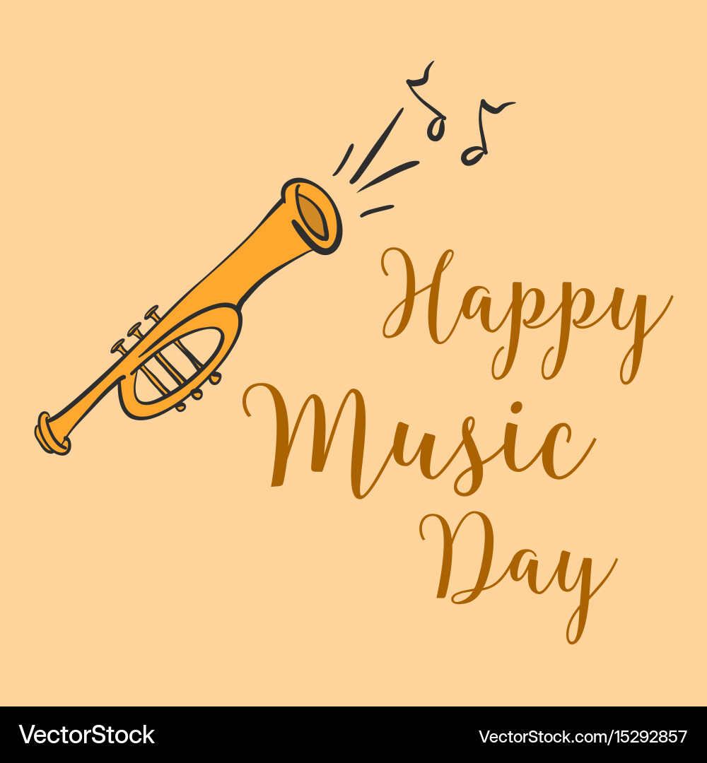 Music day card style doodle Royalty Free Vector Image