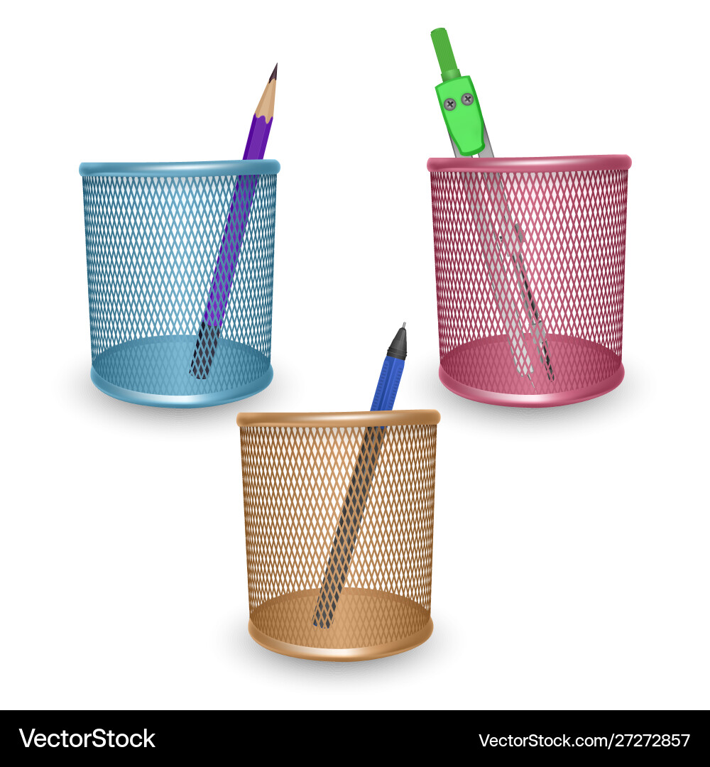 Realistic simple pencil pen and drawing compass Vector Image