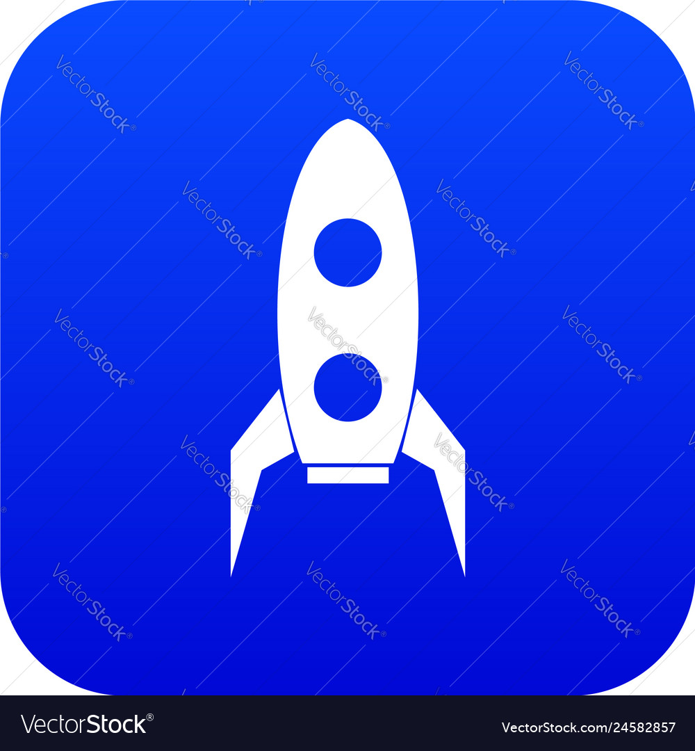 Rocket icon digital blue Royalty Free Vector Image