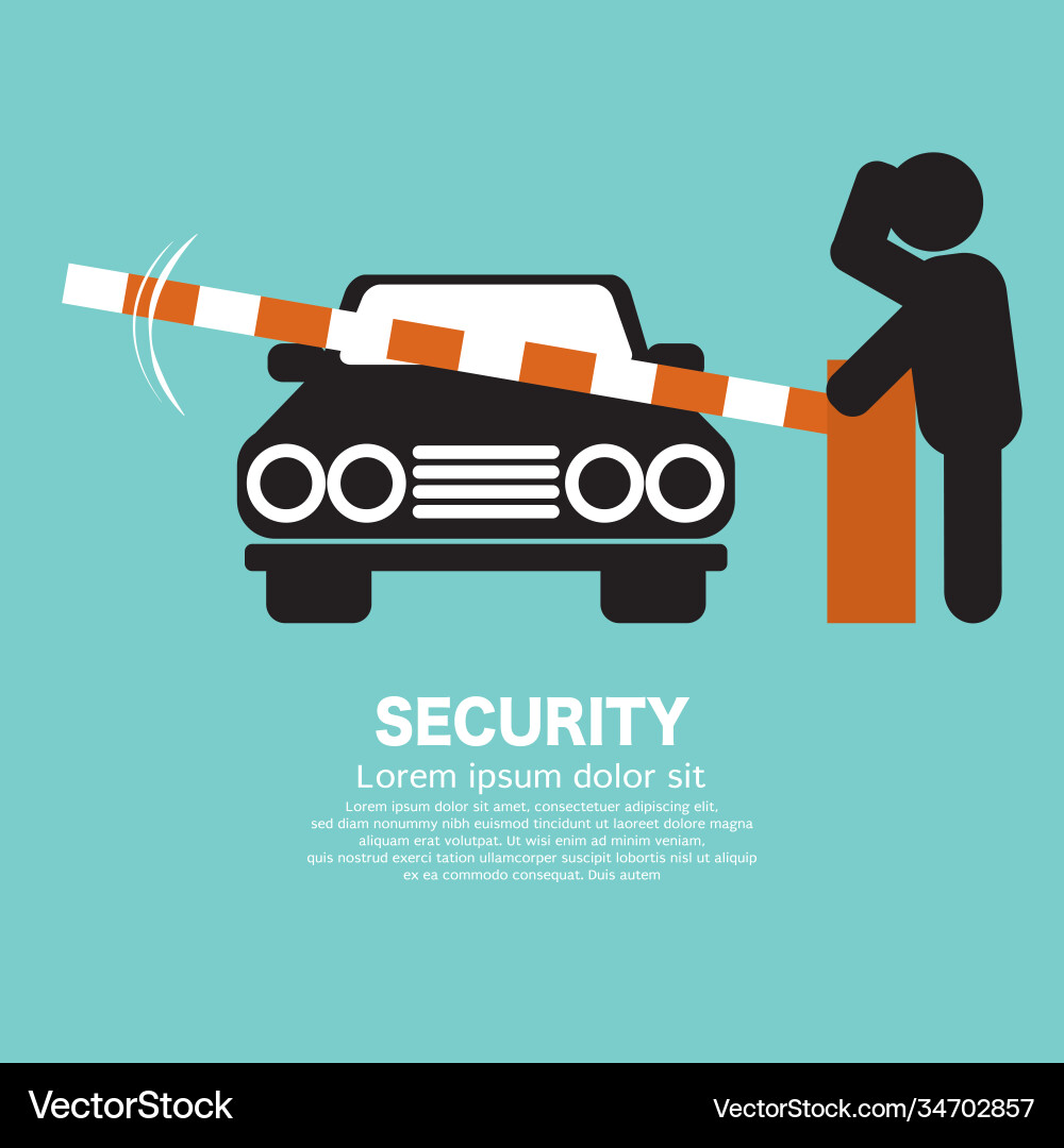 Security guard opened car barrier sign symbol Vector Image