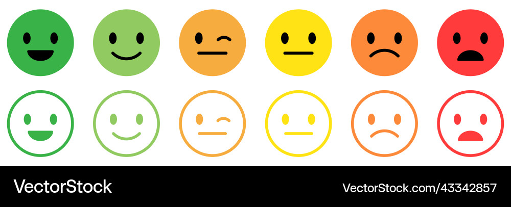 Set of emoticons with different moods feedback Vector Image
