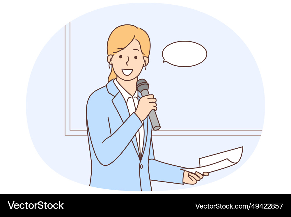 Smiling businesswoman make presentation Royalty Free Vector